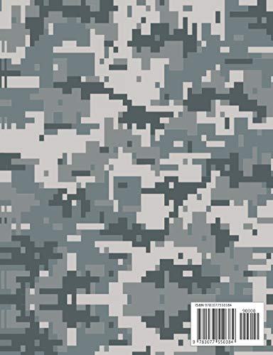 Composition Notebook: Wide Ruled, 60 Sheets/120 Pages, 7.44" x 9.69 Digital Green Military Camouflage