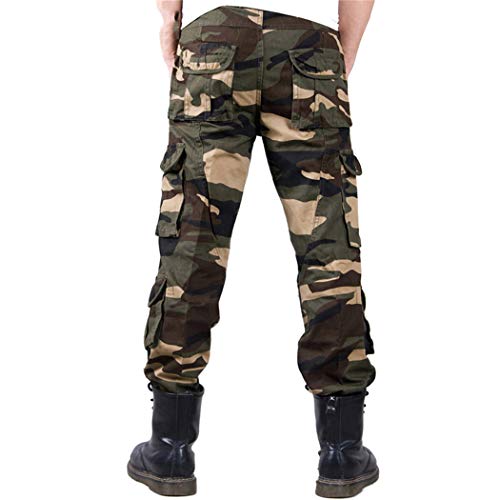 MNXOIA Men Casual Tactical Camouflage Cargo Pants Camo Pattern Army Combat Pants Cotton Work Pockets Military Trousers Gray Camo 32