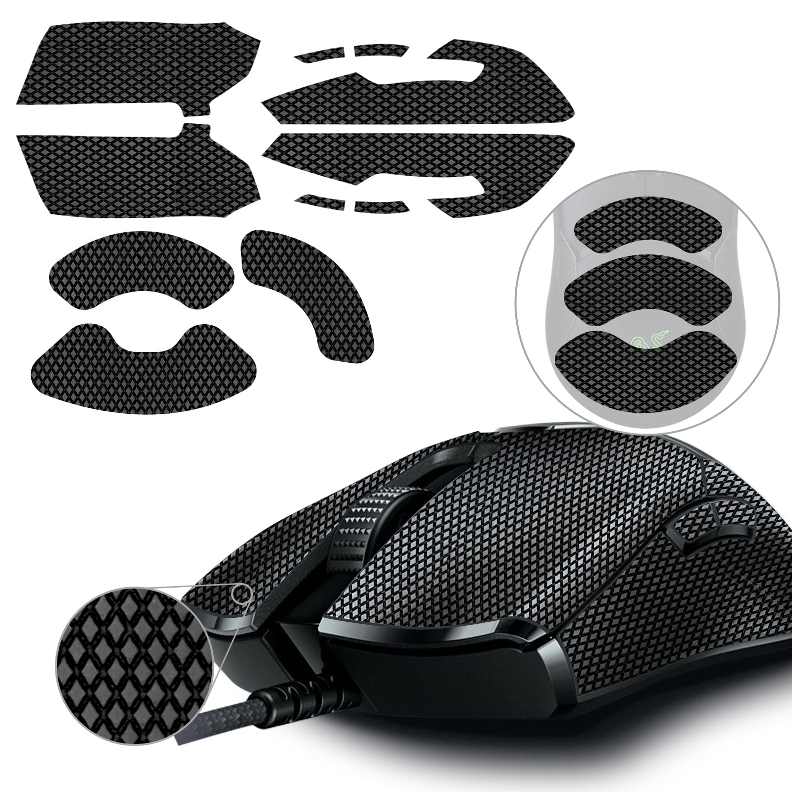 TALONGAMES Mouse Anti Slip Grip Tape Compatible with Razer Viper/Viper Ultimate Gaming Mouse, Palm Sweat Absorption, Thin 0.5mm,Cut to Fit, Easy to Apply, Mouse Skin