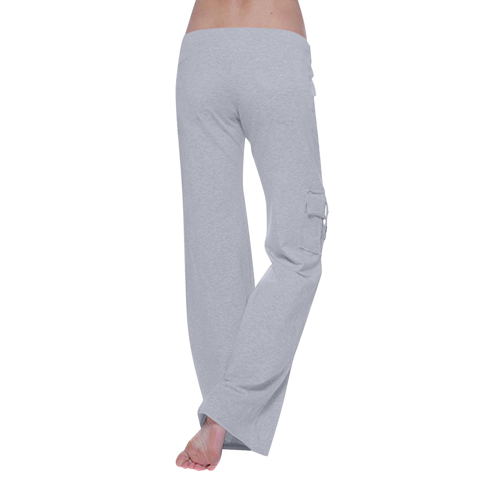 Boho Harem Pants Women High Waist Stretch Cargo Pants for Women Casual Military Army Cargo Combat Work Pants with Pockets Bootcut Trousers Gray M