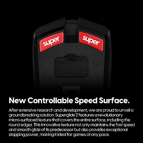 Superglide2 - New Controllable Speed Textured Surface Smoothest Mouse Feet/Glides Made with Ultra Strong Glass Smooth and Durable Sole for Razer Viper Ultimate [Red]