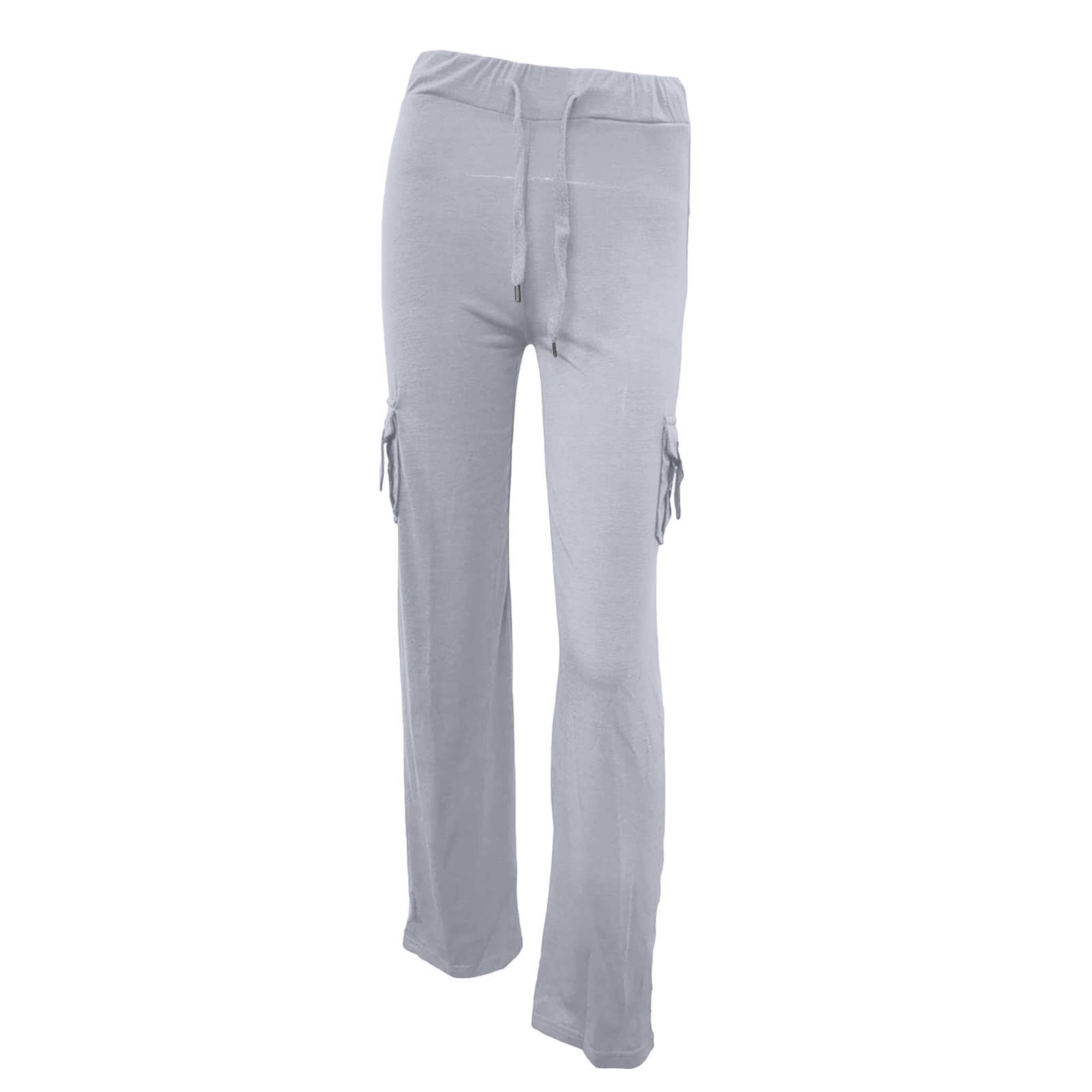 Boho Harem Pants Women High Waist Stretch Cargo Pants for Women Casual Military Army Cargo Combat Work Pants with Pockets Bootcut Trousers Gray M