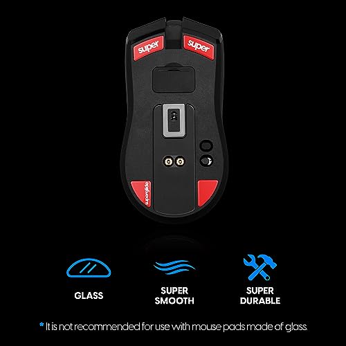 Superglide2 - New Controllable Speed Textured Surface Smoothest Mouse Feet/Glides Made with Ultra Strong Glass Smooth and Durable Sole for Razer Viper Ultimate [Red]