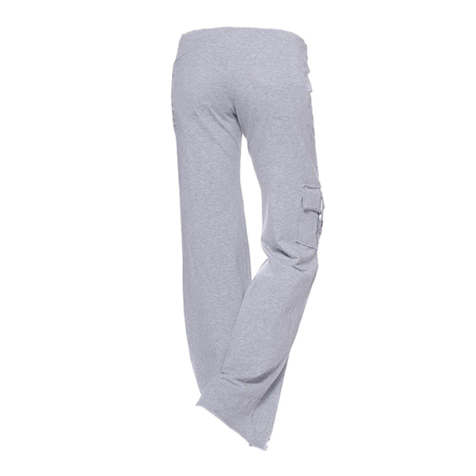 Boho Harem Pants Women High Waist Stretch Cargo Pants for Women Casual Military Army Cargo Combat Work Pants with Pockets Bootcut Trousers Gray M