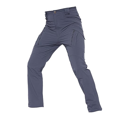 Zipper Men's Tactical Cargo Pants Quick Dry Combat Military Pants Elastic Trousers Gray