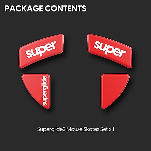 Superglide2 - New Controllable Speed Textured Surface Smoothest Mouse Feet/Glides Made with Ultra Strong Glass Smooth and Durable Sole for Razer Viper Ultimate [Red]
