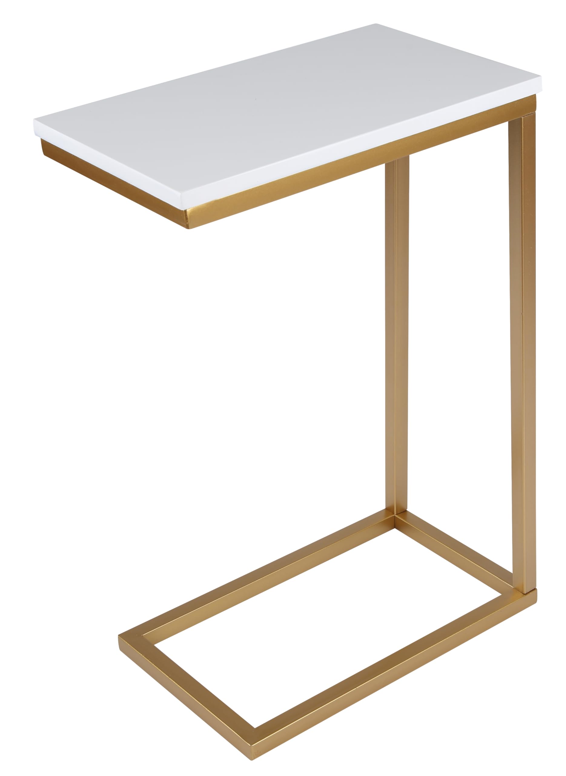Canarm Rayna End Table: Gold Glam Pedestal Design, Faux Marble & Metal Finish, Easy Assembly, Perfect for Living Room & Bedroom, Dimensions: 15.75" W x 23.625" H x 9.875" D
