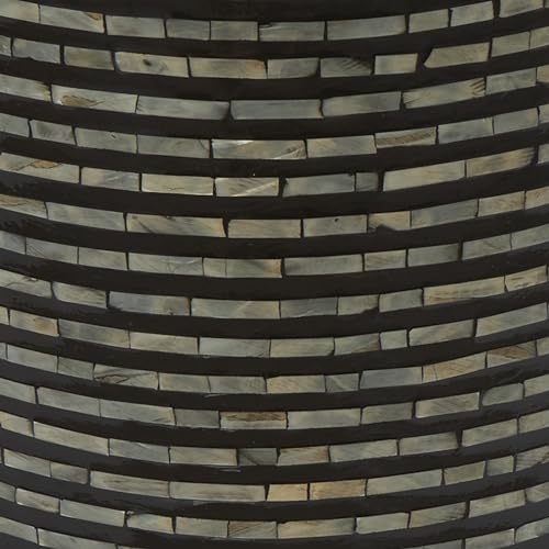 Deco 79 Mother of Pearl Shell Geometric Drum Accent Table with Gold Base, 18" x 18" x 23", Black