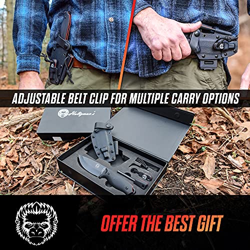 Bushcraft Survival Knife | Full Tang Fixed Blade Outdoor Camping Hunting Knife In Sheath Gift For Him | 1095 High Carbon Steel Knife Fire Starter Scraper & Paracord | Bushcraft Survival Knife Gift