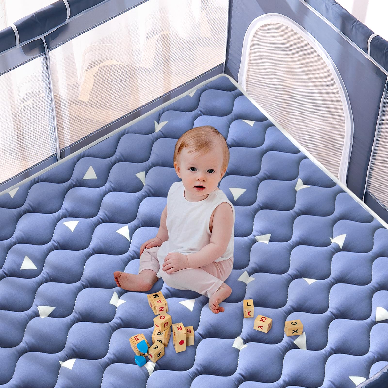 Premium Baby Play Mat 79" X 63", Thicken Foam One-Piece Crawling Mat, Extra Large Non-Slip Cushioned Activity Playmats for Babies, Toddlers, Infants, Play & Tummy Time
