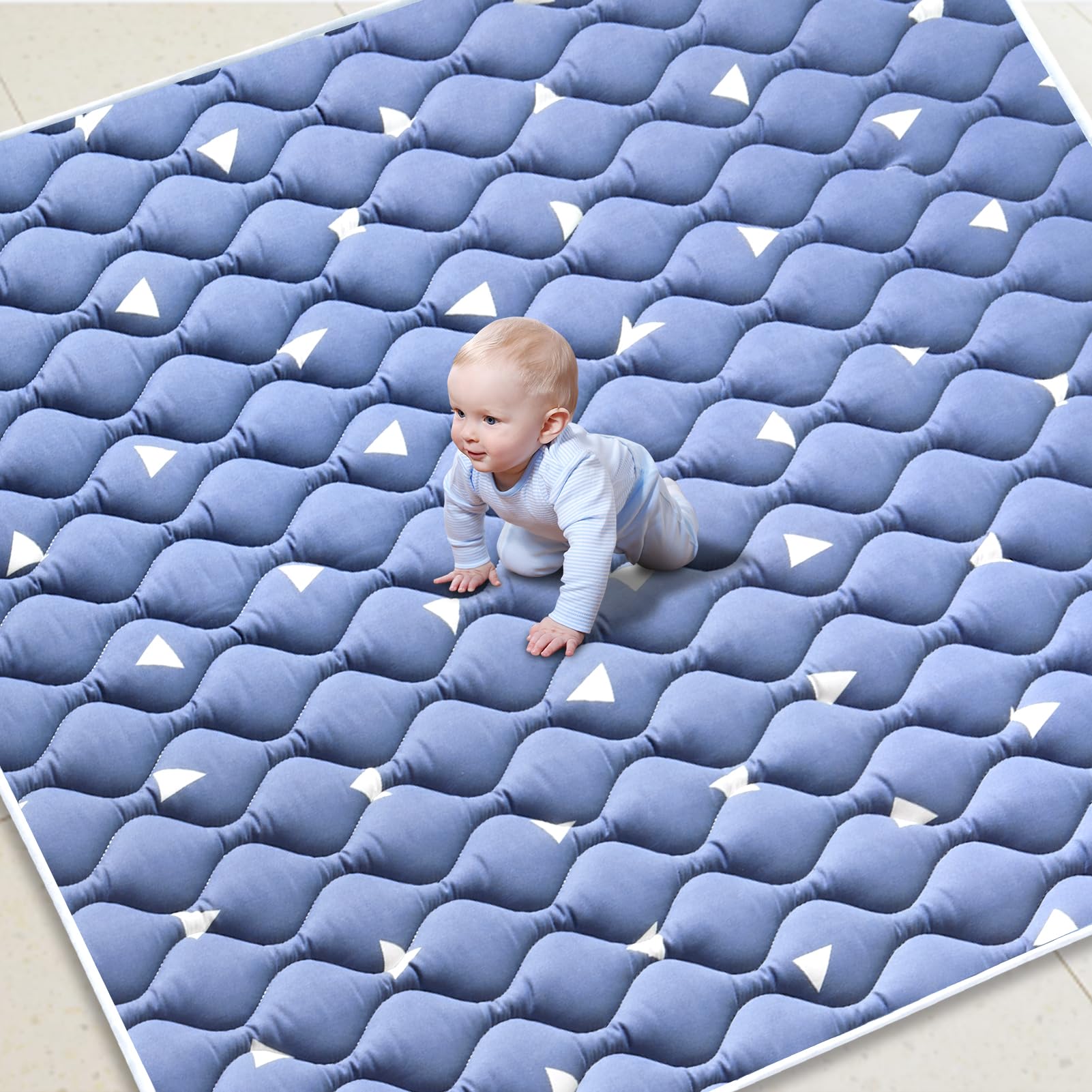 Premium Baby Play Mat 79" X 63", Thicken Foam One-Piece Crawling Mat, Extra Large Non-Slip Cushioned Activity Playmats for Babies, Toddlers, Infants, Play & Tummy Time