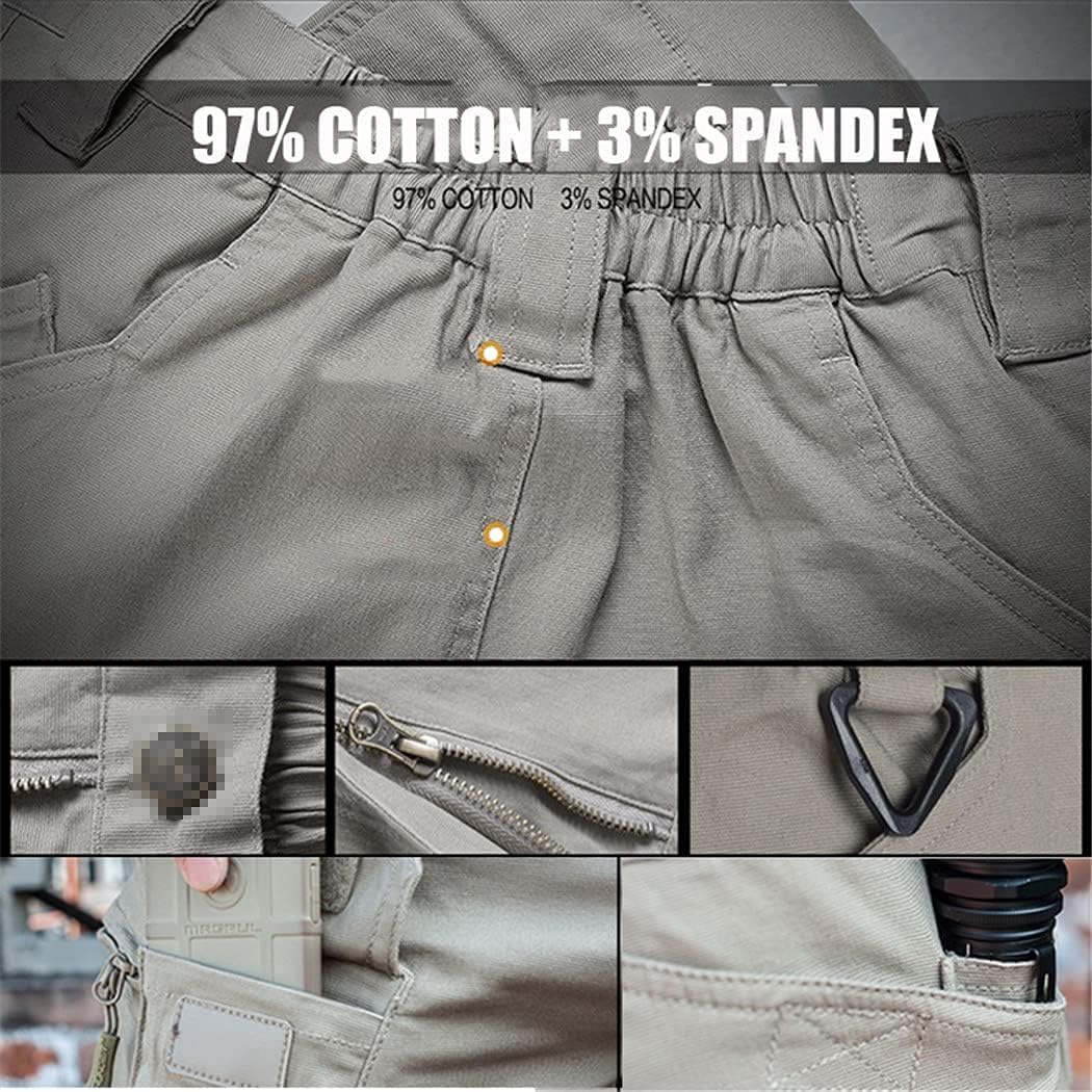 KEHAIOO Men Military Tactical Cargo Pants, SWAT Combat Army Trousers, Casual Many Pockets Stretch Cotton Pants Gray S