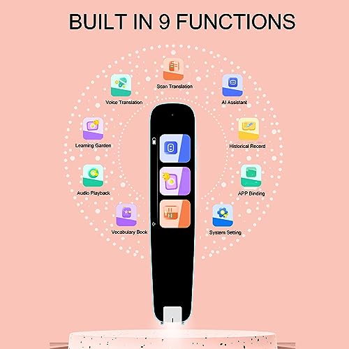 Diydeg Pen Scanner, Text Scanner, Portable OCR Digital Scanning Translation Pen, 1.97 Inch Touchscreen, English Chinese Language Learner