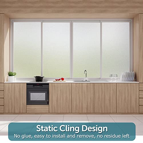 HIDBEA Frosted Window Privacy Film - Non Adhesive Static Cling glass Stickers Sun UV Blocking Heat Control Door Covering Decals for Home Office, 35.4 x 393.7 Inch