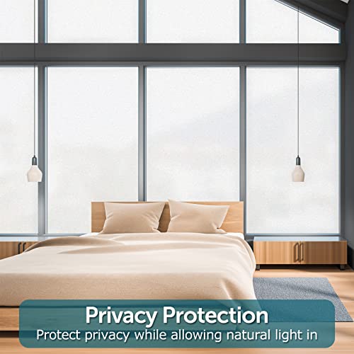 HIDBEA Frosted Window Privacy Film - Non Adhesive Static Cling glass Stickers Sun UV Blocking Heat Control Door Covering Decals for Home Office, 35.4 x 393.7 Inch
