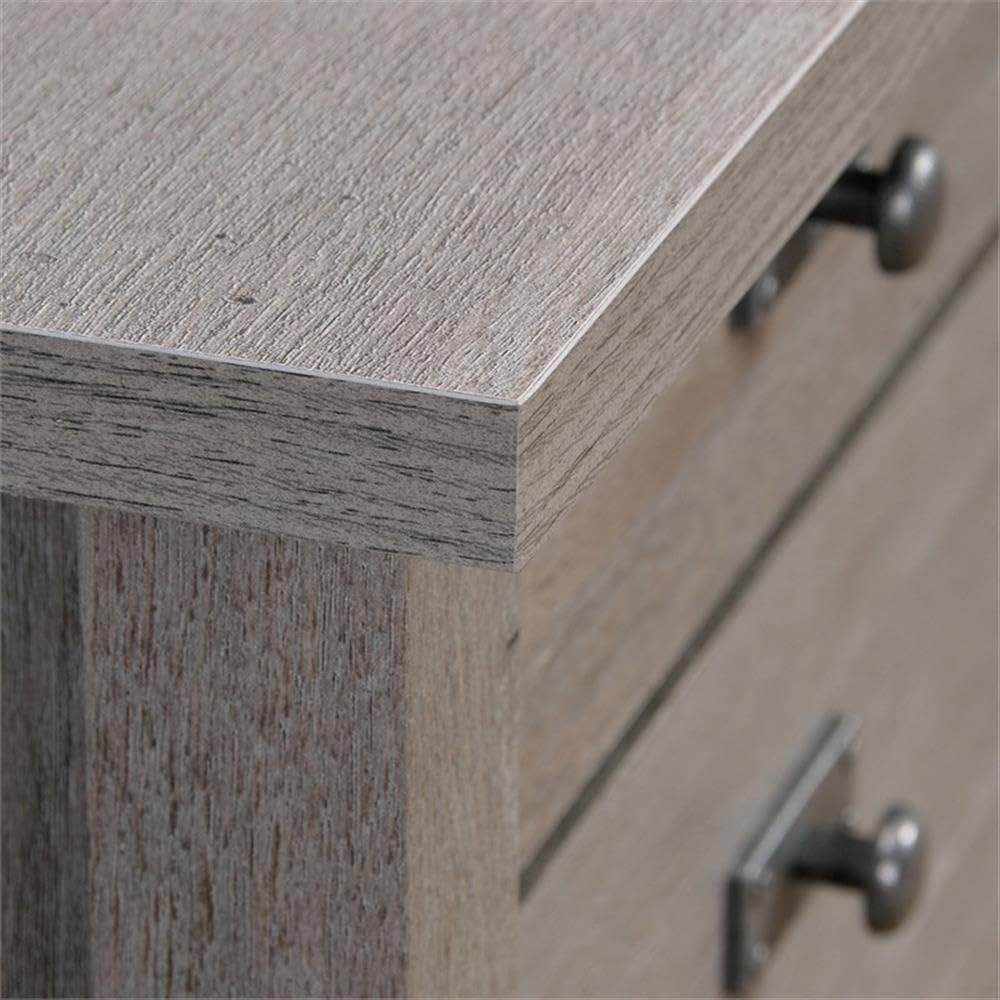 Pemberly Row Single Pedestal Desk in Engineered Wood-Mystic Oak Finish