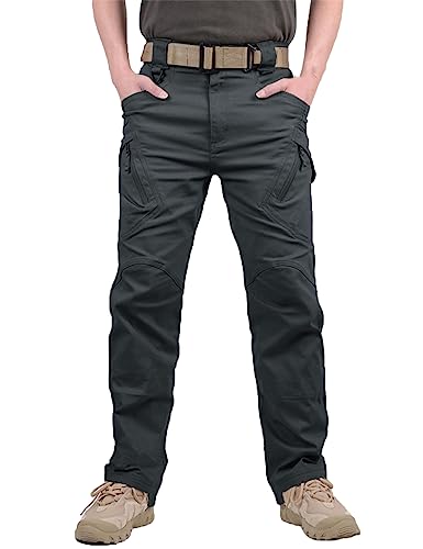Tactical Pants Mens Multi Pockets Cargo Pants Military Combat Cotton Pant Hike Pants Dark Gray 4XL