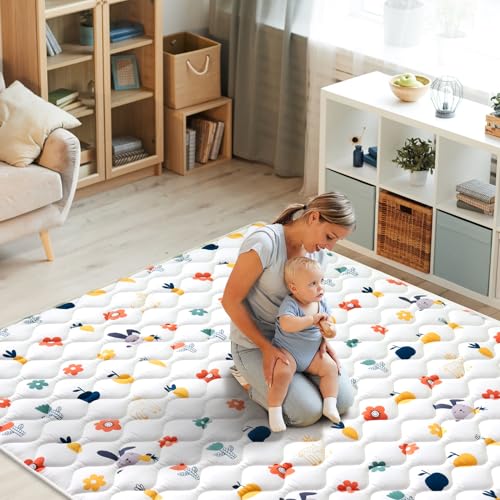 Premium Foam Baby Play Mat 79" X 55", Extra Large Activity Playmats for Babies,Toddlers, Infants, Soft Thicker Sponge Baby Mat for Floor, Play & Tummy Time, Machine Washable for Easy Care