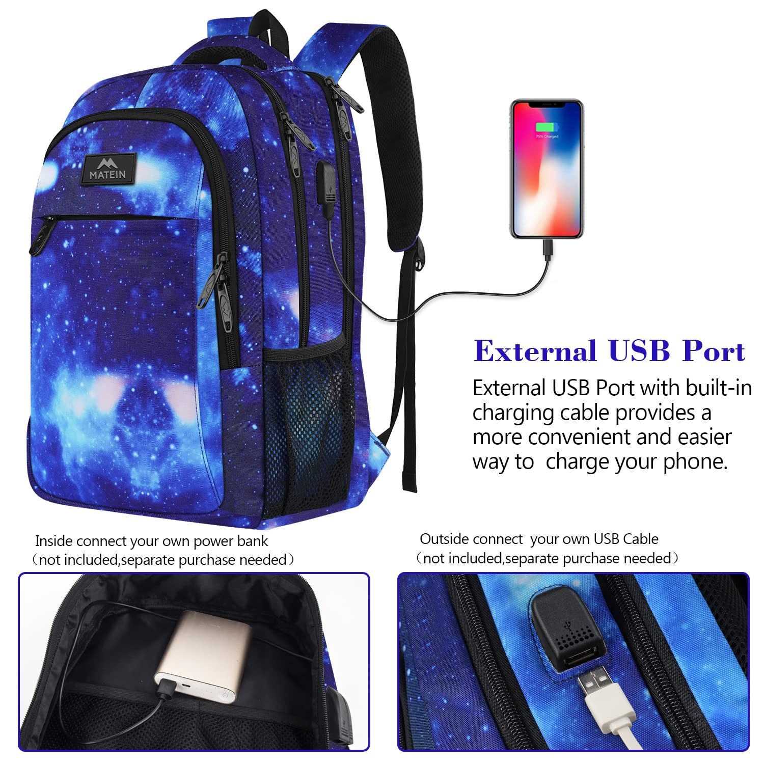 MATEIN Backpack for women, Anti Theft Laptop Bookbag with USB Charging Port