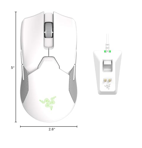 Razer Viper Ultimate Lightest Wireless Gaming Mouse & RGB Charging Dock Mercury, RZ01-03050400-R3M1 (Renewed)