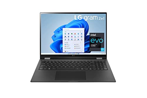 LG gram 16'' 2-in-1 Ultra-Lightweight Laptop, QHD IPS (2560 x 1600)16:10 TouchDisplay, 21 hr BatteryLife, Intel Evo Core i7-1165G7, Wi-Fi6, Thunderbolt4, Stylus Pen, Win 11 (16GB RAM | 512GB PCIe SSD)
