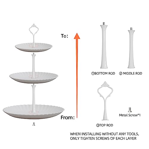3 Tier White Plastic Cupcake Stand Serving Tray for Party & Birthday Decorations Tiered Serving Stand Dessert Stand Tray- Elegant Display Tower for Cupcakes, Desserts(1 Pack)