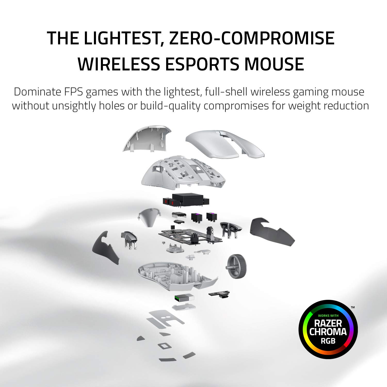 Razer Viper Ultimate Lightweight Wireless Gaming Mouse & RGB Charging Dock: Hyperspeed Wireless Technology - 20K DPI Optical Sensor - 78g Lightweight - 70 Hr Battery - Mercury White (Renewed)