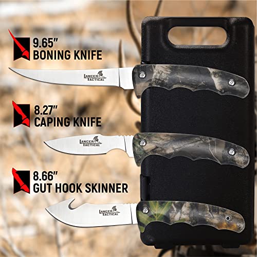 LANCERGEAR Field Dressing Kit Hunting Knife Set, Portable Hunting Accessories for Men, Hunting Stuff, Hunters, for Hunting, Survival, Fishing, Camping