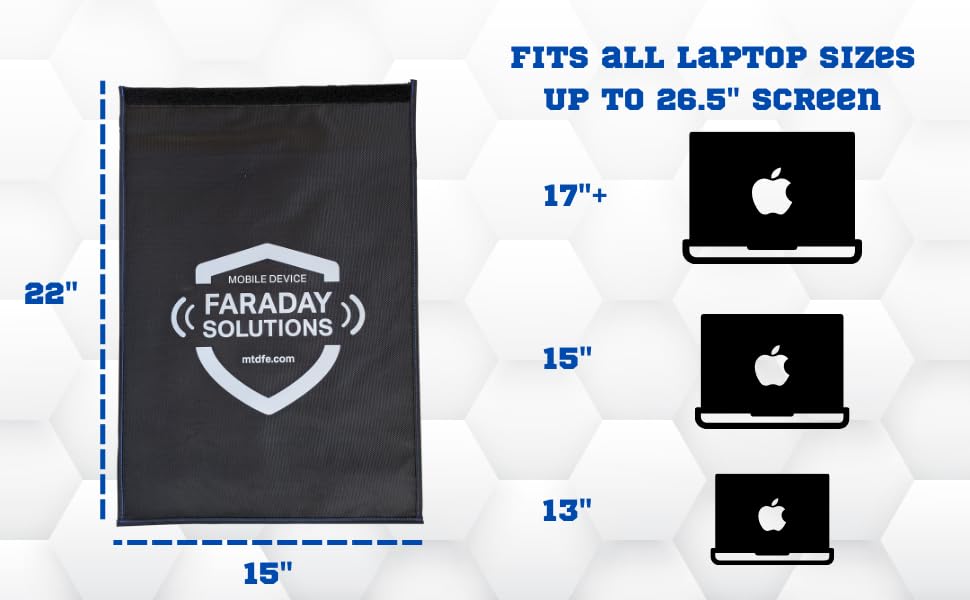 Digital Forensic Evidence Laptop Faraday Case with Faraday Solutions Enhanced X2 Shielding for Executive Travel and Personal Privacy (Cellphones, Tablets, Laptops 22 inch x 15 inch), Black