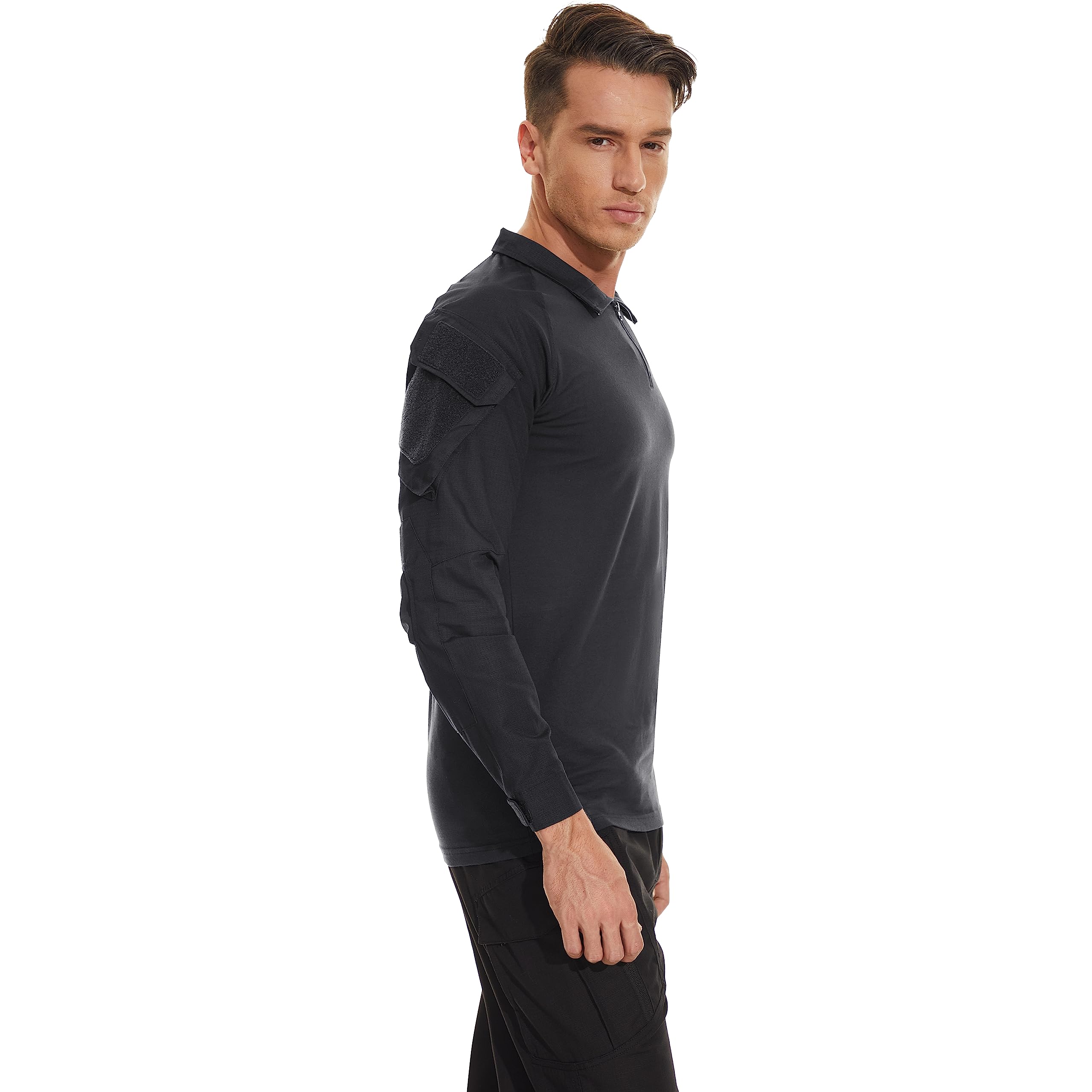 TACVASEN Combat Shirts for Men 1/4 Zip with Pockets Tactical Shirt Long Sleeve Military Pullover Army Ripstop Security Paintball Airsoft Gray L