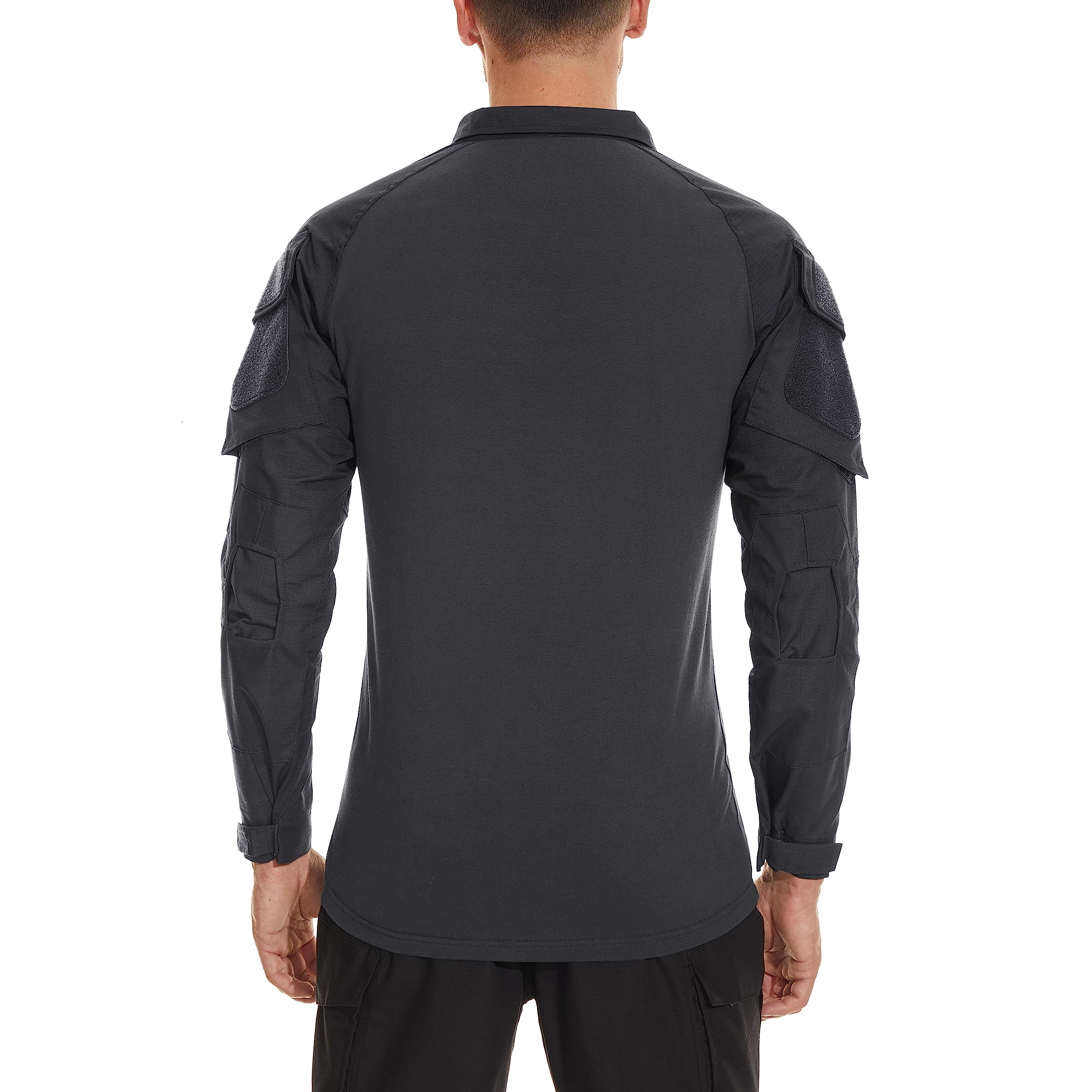TACVASEN Combat Shirts for Men 1/4 Zip with Pockets Tactical Shirt Long Sleeve Military Pullover Army Ripstop Security Paintball Airsoft Gray L