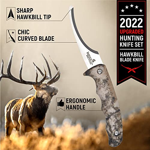 LANCERGEAR Field Dressing Kit Hunting Knife Set, Portable Hunting Accessories for Men, Hunting Stuff, Hunters, for Hunting, Survival, Fishing, Camping