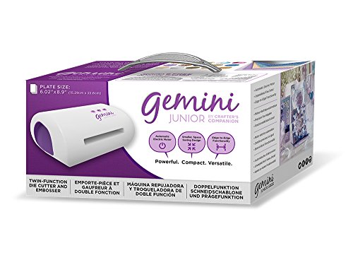 Gemini Twin-Function Cutter & Embosser Crafter's Companion Junior Jnr Portable Die Cutting and Embossing Machine, White & Tote Bag, Purple