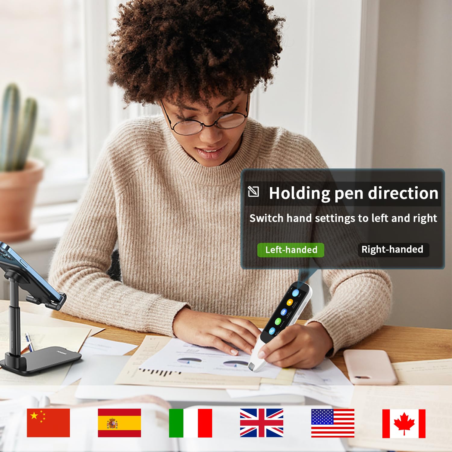 DOSMONO Document Scanners，OCR Text Reading Pen with 112 Languages Translator Device，Portable Real-time Translation Pen Scanner，Learning&Travel&Business Communicati，Text to Speech Device for Dyslexia