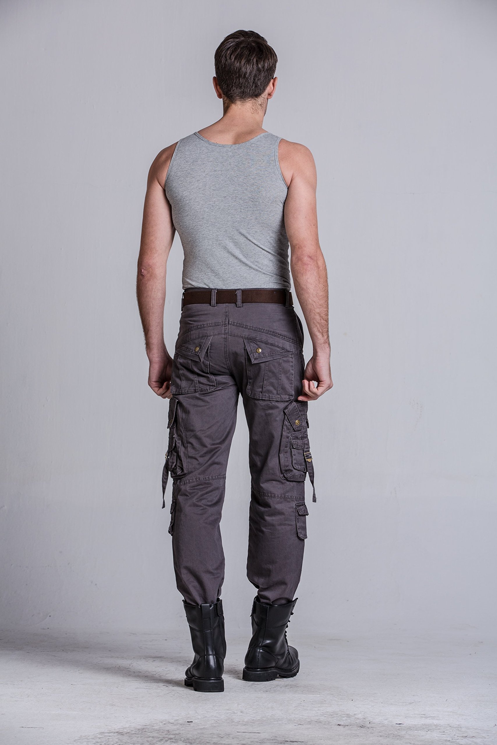 Keybur Men's Cotton Casual Military Army Cargo Camo Combat Work Pants (36, Gray)