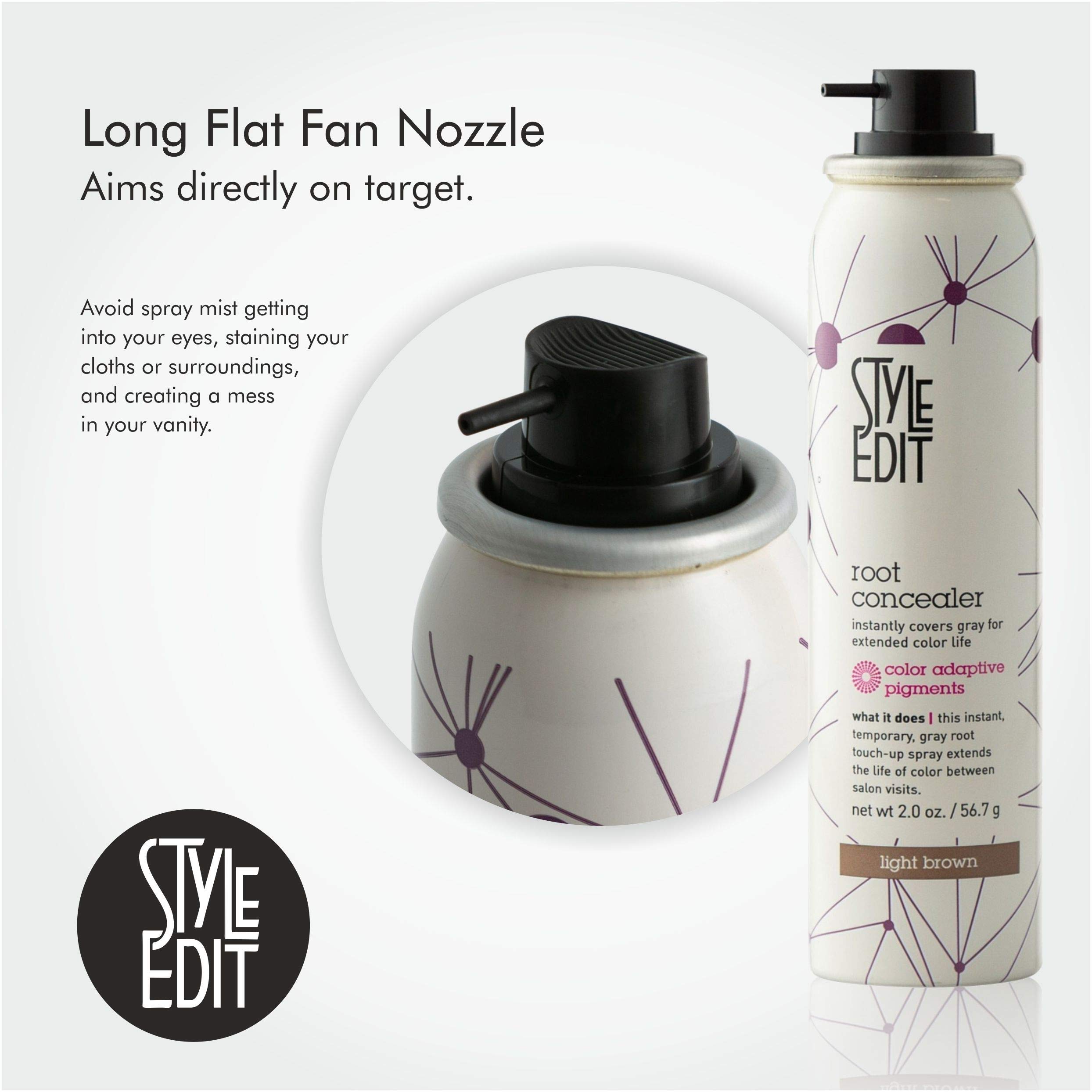 Style Edit Root Concealer Touch Up Spray | Instantly Covers Grey Roots | Professional Salon Quality Cover Up Hair Products for Women |Light Brown 2 Ounce (Pack of 3)
