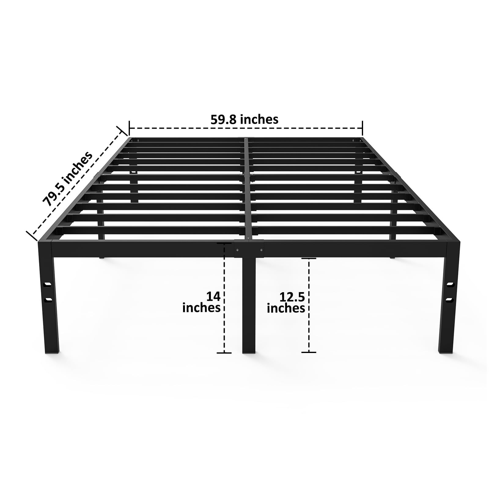 BRONOM Bed Frame Queen Size Platform Bed Frame Bedframe Metal Black Double Bed Frame Easy Assembly 14 Inch High Strength Metal Durable Sturdy Noise Free No Box Spring Needed