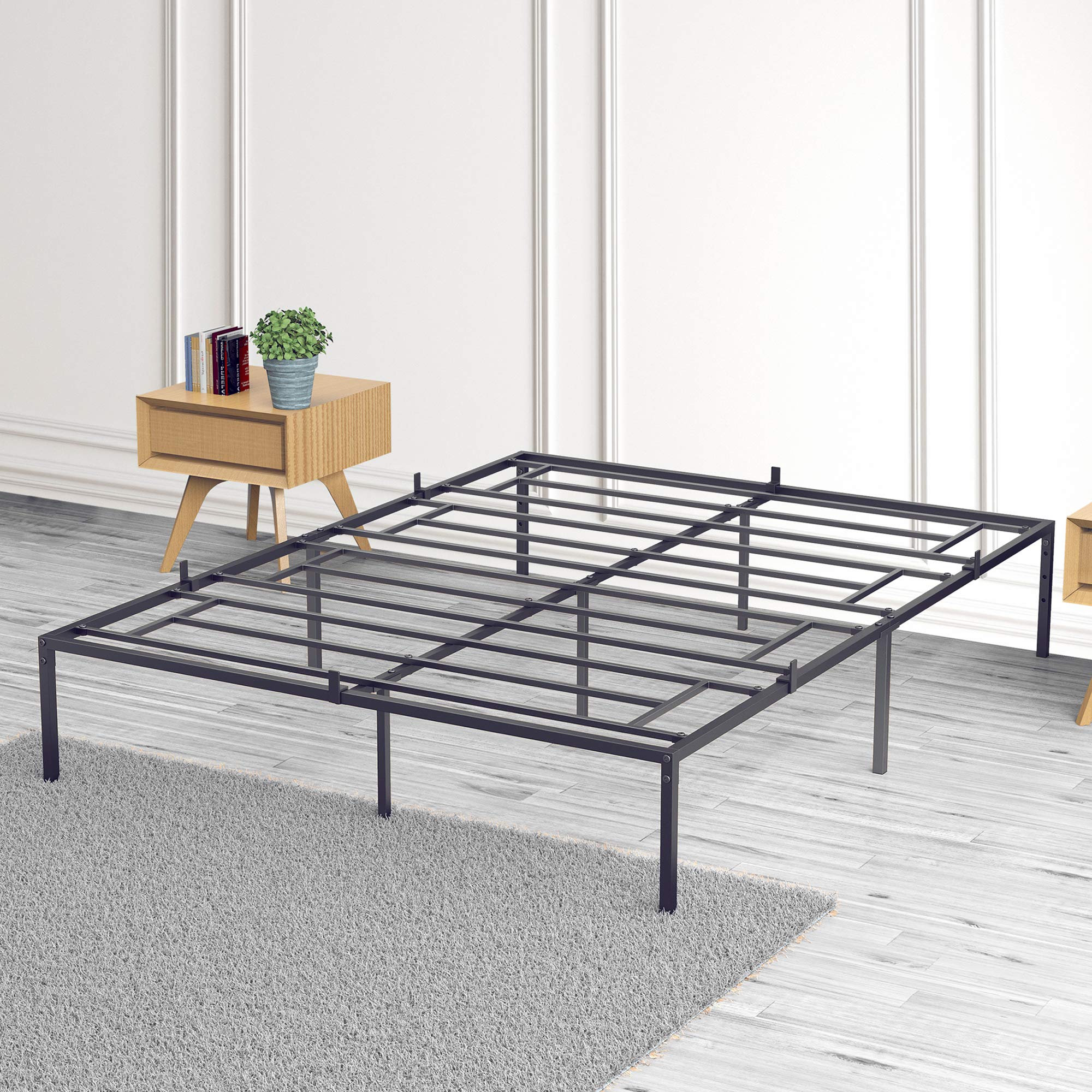 IDEALHOUSE Queen Bed Frame with Storage 14 Inch Metal Platform Bed Frame with Steel Slat Support No Box Spring Needed,Mattress Foundation,Easy to Assemble