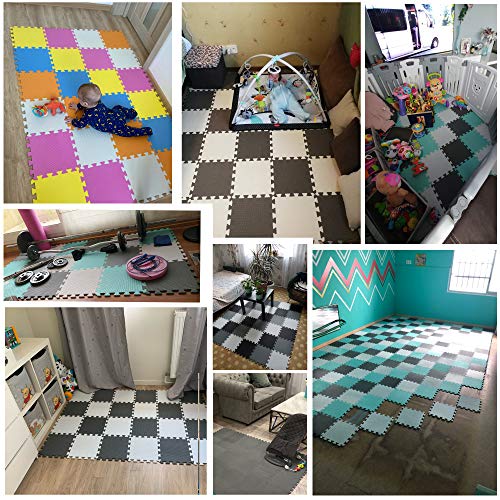 YIMINYUER® 20 Tiles (30cm×30cm×1cm Each Tile) Baby Soft Puzzle Play Mats, Kids Thick EVA Foam Floor, Toddlers & Children's Soft Interlocking Mat R01R08R12G301020