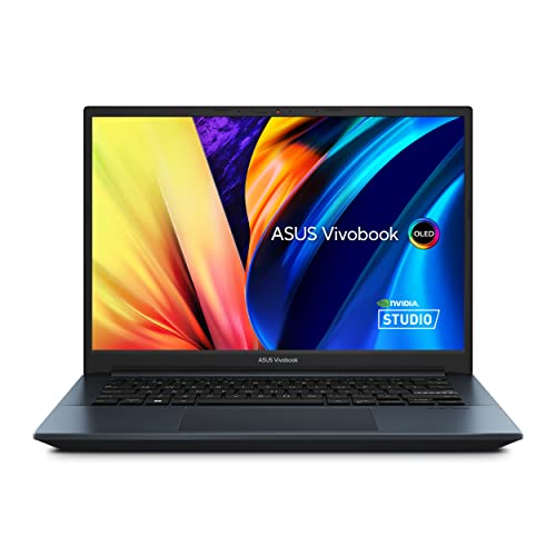 ASUS VivoBook Pro 14 OLED Laptop, 14โ 2.8K OLED Display, AMD Ryzen 7 6800H Mobile CPU, NVIDIA GeForce RTX 3050 GPU, 16GB RAM, 1TB SSD, Windows 11 Home, Quiet Blue, M6400RC-EB74