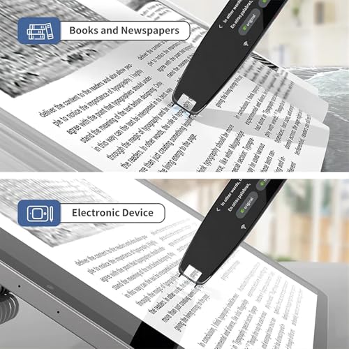 Upgrade Translation Scanning Pen, Text to Speech Device for Dyslexia, Real-time Multifunctional Pen Scanner with LCD Touchscreen, Support 12 Languages Offline Scanning Translation (Black)