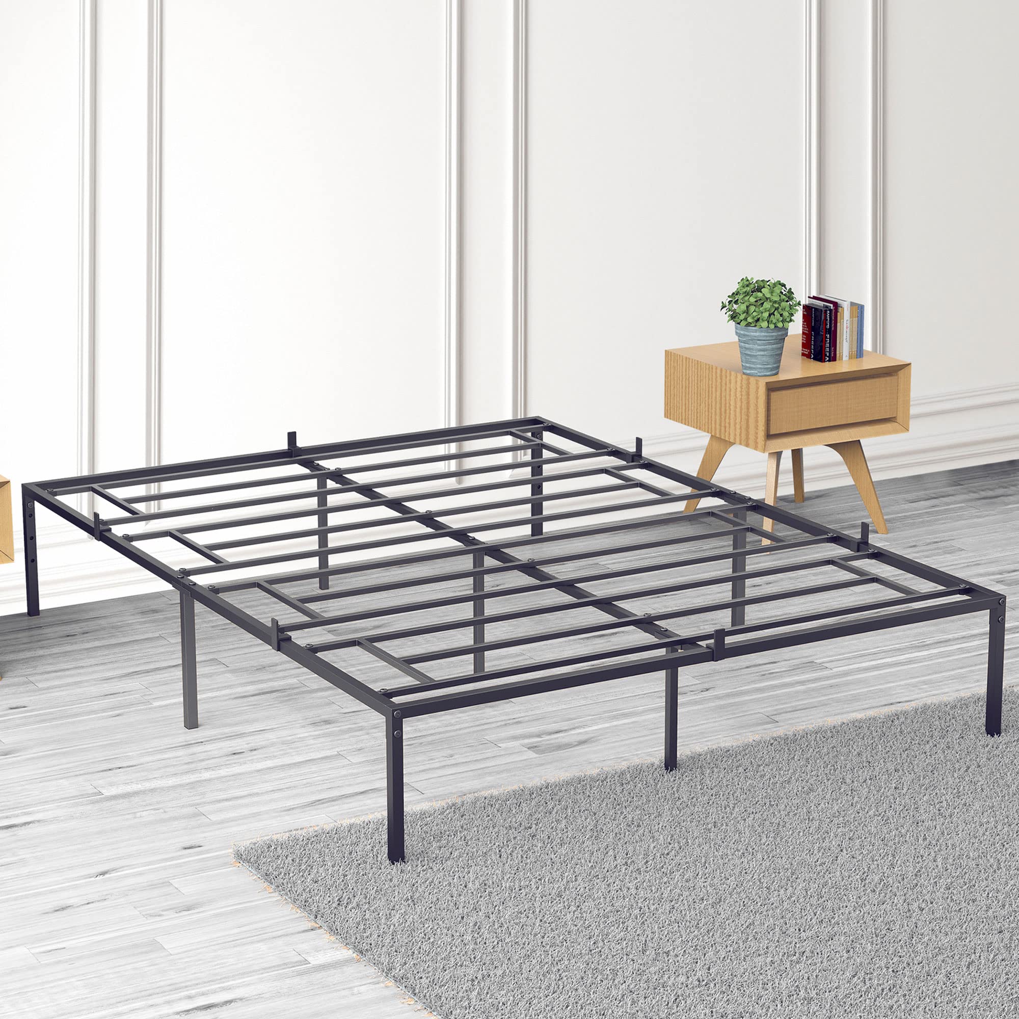 IDEALHOUSE Queen Bed Frame with Storage 14 Inch Metal Platform Bed Frame with Steel Slat Support No Box Spring Needed,Mattress Foundation,Easy to Assemble