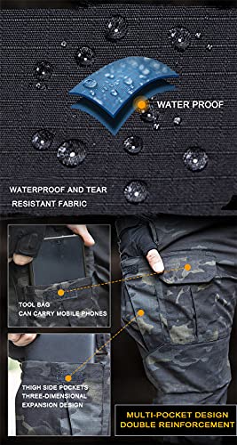 AKARMY Men's Hiking Pants, Camo Cargo Pants, Lightweight Work Pants Outdoor Travel Casual Pants with Multi-Pocket G4WF ArmyGreen 38