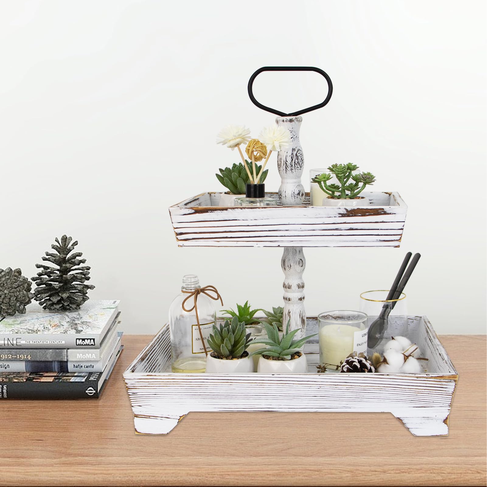 Tier Tray Decor Stand - Tiered Design for Dining Tables, Seasonal Decoration for Family Gatherings, Suitable for Halloween & Christmas
