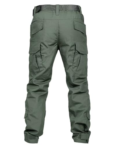 AKARMY Men's Hiking Pants, Camo Cargo Pants, Lightweight Work Pants Outdoor Travel Casual Pants with Multi-Pocket G4WF ArmyGreen 38