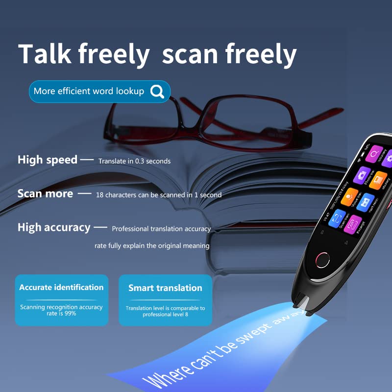 Scan Reader Pen Language Translator Smart Pen OCR Dictionary Scanner Real-time Translation Learning & Education Assistant with LCD Touchscreen Camera Support 112 Languages for Travel & Business