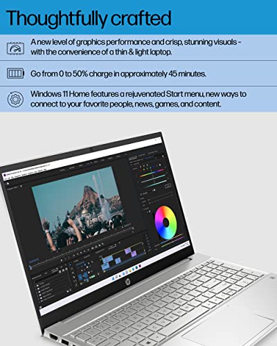 HP Pavilion Laptop, Intel Iris X Graphics, 12th Generation Intel Core processor, 8 GB RAM, 512 GB SSD, BrightView Full HD Display, Windows11 Home OS, Dual Computer Speakers, Wi-Fi 6(15-eg2010nr, 2022)