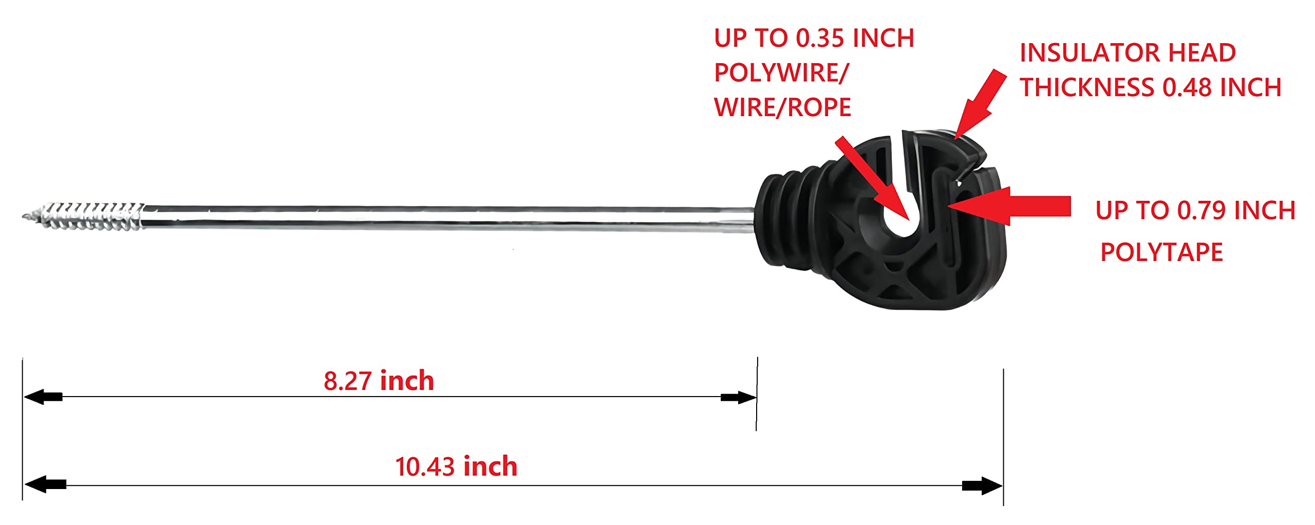 RiteFENCE Electric Fencing Premium Stand Off/Long Arm Multi Purpose Insulator for Polywire/Polytape/Rope/Wire PK10