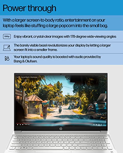 HP Pavilion Laptop, Intel Iris X Graphics, 12th Generation Intel Core processor, 8 GB RAM, 512 GB SSD, BrightView Full HD Display, Windows11 Home OS, Dual Computer Speakers, Wi-Fi 6(15-eg2010nr, 2022)