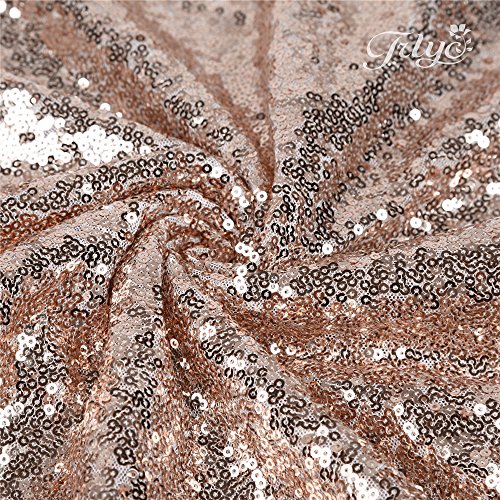Trlyc Tablecloth 50- Inches Square Sequin Tablecloth Rose Gold